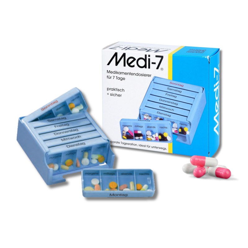 Medikamentendosierer für 7 Tage / Medi-7 Tablettendose blau - Seniore ...